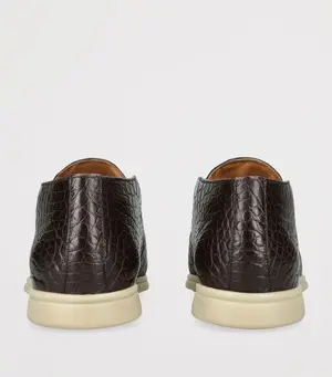 BROTINI Alligator Skin Ankle Boots - Brown