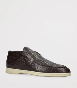 BROTINI Alligator Skin Ankle Boots - Brown
