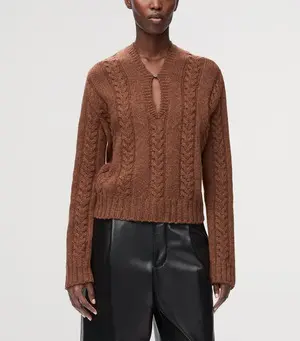 Loewe Wool Cable-knit Sweater - Brown