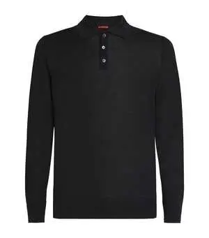 Barena Venezia Merino Knit Polo Shirt - Black