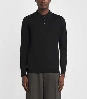 Barena Venezia Merino Knit Polo Shirt - Black