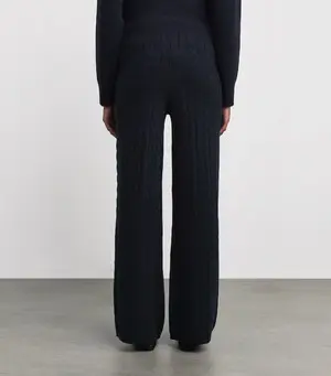 Soft Goat Cashmere Cable-knit Sweatpants - Navy