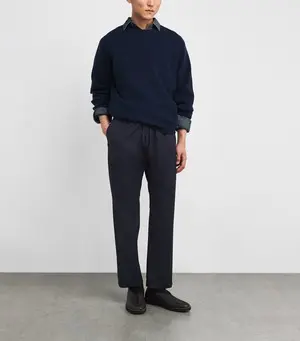 Barena Venezia Virgin Wool Drawstring Trousers - Navy