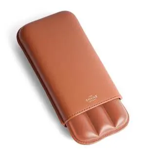SWAINE Leather Cigar Case - Brown