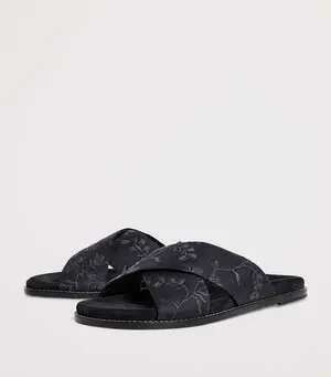 Eleventy Embroidered Crossover Slides - Black