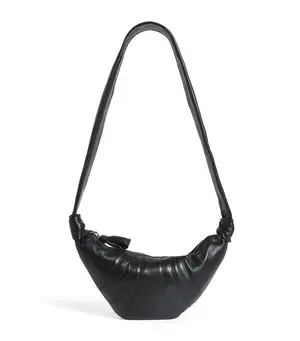 LEMAIRE Small Nappa Leather Croissant Cross-body Bag - Black