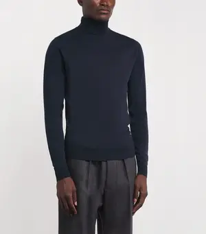 John Smedley Merino Wool Rollneck Sweater - Navy