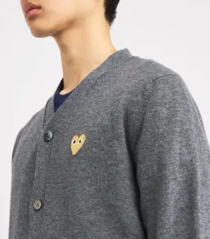 Play Comme Des Garcon Wool Heart Cardigan - Grey