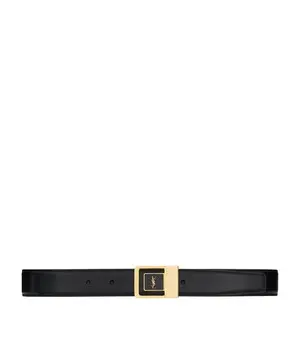 Saint Laurent Leather Logo Belt - Black