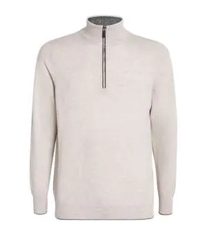 N.peal Cashmere Quarter-zip Carnaby Sweater - Grey