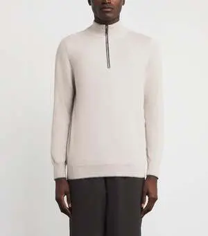 N.peal Cashmere Quarter-zip Carnaby Sweater - Grey