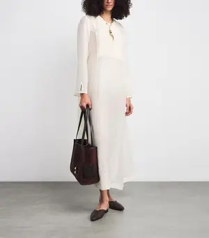 Tory Burch Linen-silk Pleated Midi Kaftan - Ivory