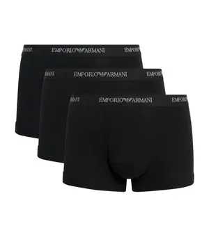 Emporio Armani Stretch-cotton Logo Trunks - Black