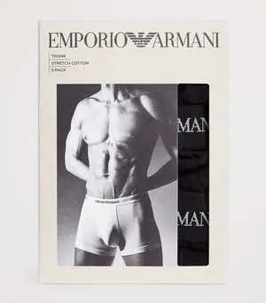 Emporio Armani Stretch-cotton Logo Trunks - Black
