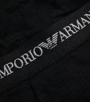 Emporio Armani Stretch-cotton Logo Trunks - Black