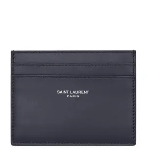 Saint Laurent Leather Logo Card Holder - Blue