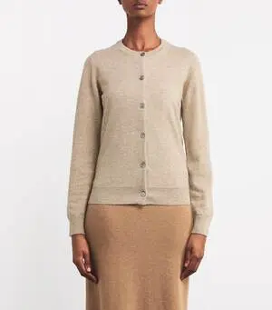 Harrods Cashmere Crew-neck Cardigan - Beige