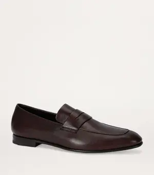 Zegna Leather L'asola Loafers - Black
