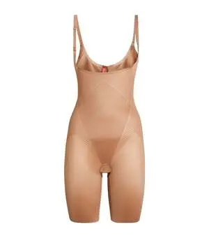 Spanx Shape Invisible Open-bust Mid-thigh Bodysuit Medium Control - Brown