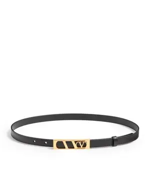 Valentino Garavani Leather Vlogo Signature Belt - Black