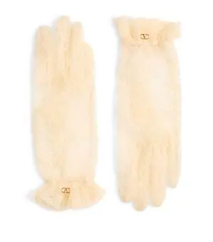 Valentino Garavani Lace Vlogo Signature Gloves - Nude