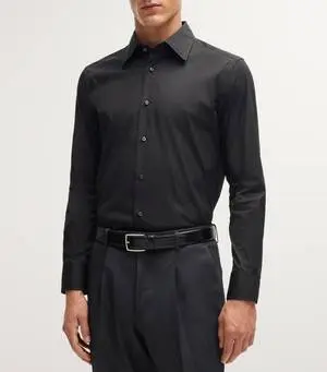 BOSS Stretch-cotton Slim Shirt - Black