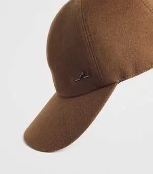 Paul & Shark Cashmere Baseball Cap With Shark Fin Hardware - Beige