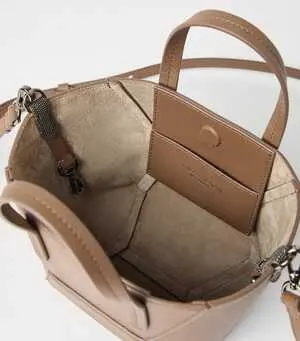 Brunello Cucinelli Mini Calfskin Bc Duo Tote Bag - Brown