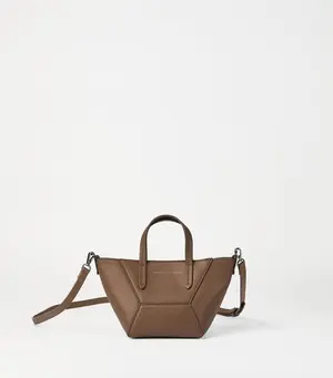 Brunello Cucinelli Mini Calfskin Bc Duo Tote Bag - Brown