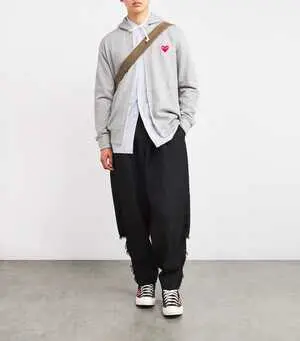 Play Comme Des Garcon Zip-up Heart Hoodie - Grey