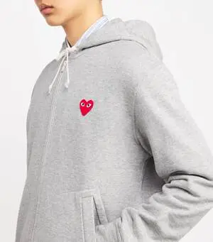 Play Comme Des Garcon Zip-up Heart Hoodie - Grey