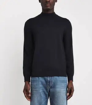 Sandro Wool High-neck Sweater - Blue