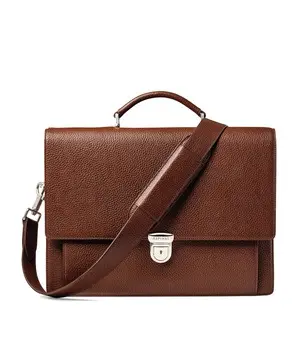 ASPINAL OF LONDON Leather City Laptop Briefcase - Brown