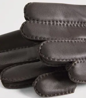 DENTS Leather Gloves With Cashmere Lining - Brown