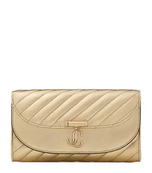 JIMMY CHOO Leather Curve Chain Wallet - Gold