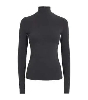 SKIMS Stretch-cotton Jersey Rollneck Top - Black