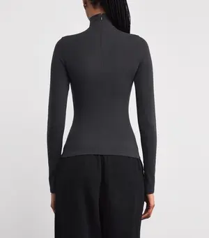SKIMS Stretch-cotton Jersey Rollneck Top - Black