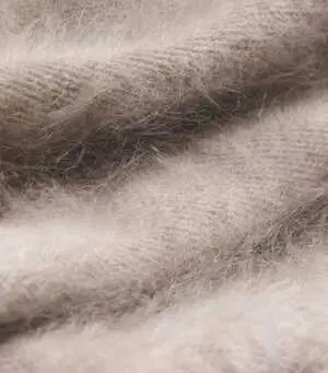 Soft Goat Brushed Cashmere Short-sleeve Sweater - Beige