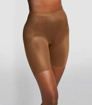 Spanx Shape Invisible Mid-thigh Shorts Medium Control - Brown