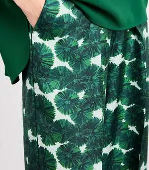 Max Mara Printed Silk Trousers - Green