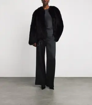 JOSEPH Satin Tailored Trousers - Black