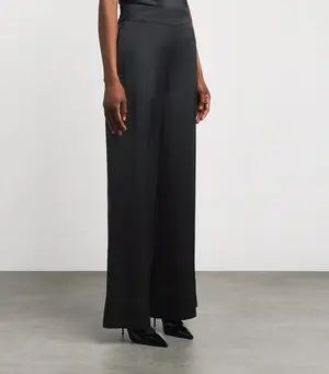 JOSEPH Satin Tailored Trousers - Black