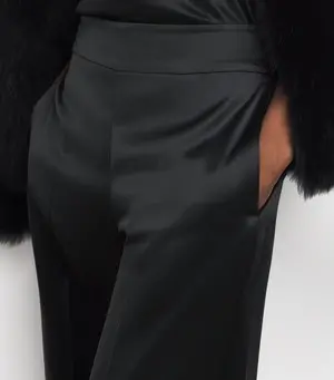 JOSEPH Satin Tailored Trousers - Black