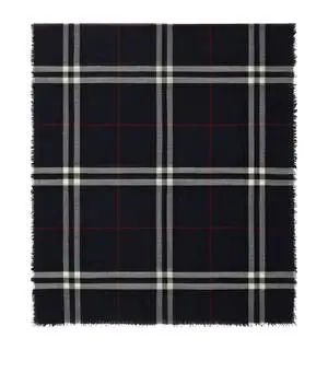 Burberry Wool Wide Check Scarf - Blue