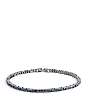 Tateossian Sterling Silver And Nano Stones Quadro Tennis Bracelet - Black