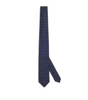 Giorgio Armani Silk Geometric Jacquard Neck Tie - Blue