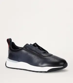 Santoni Leather Sneakers - Navy