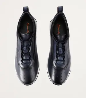 Santoni Leather Sneakers - Navy