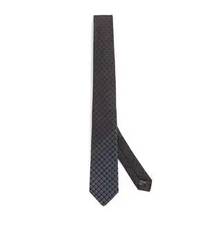Giorgio Armani Silk Jacquard Monogram Neck Tie - Brown