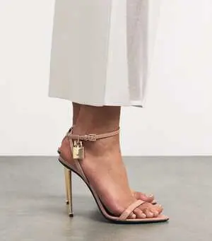 TOM FORD Leather Padlock Sandals - Nude